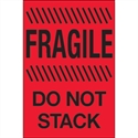 4" x 6" - "Fragile - Do Not Stack" (Fluorescent Red) Labels
